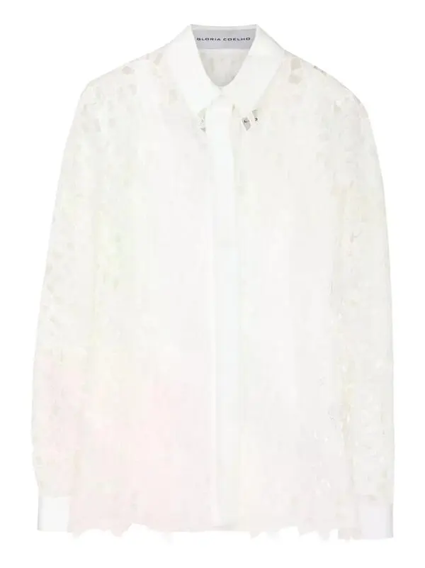 GLORIA COELHO Floral-embroidered Lace Shirt - White