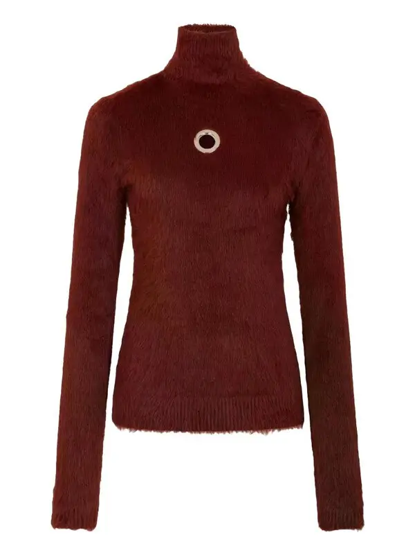 Rabanne Eyelet-detail Long-sleeve Sweater - Red
