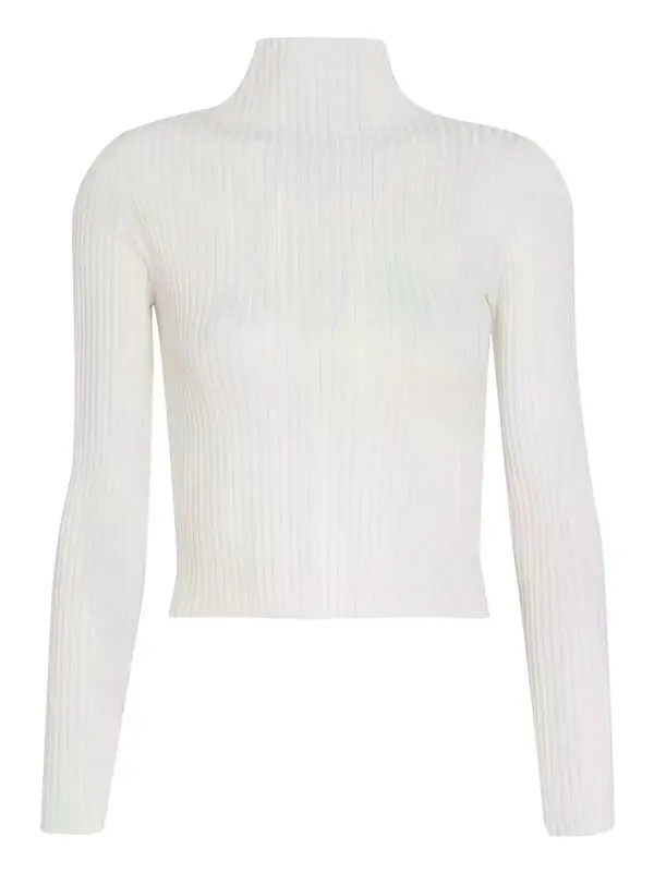 GLORIA COELHO High-neck Ribbed Knit Top - White