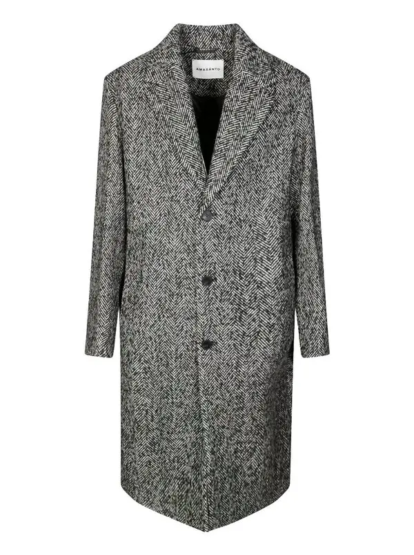 AMARANTO Herringbone-pattern Coat - Black