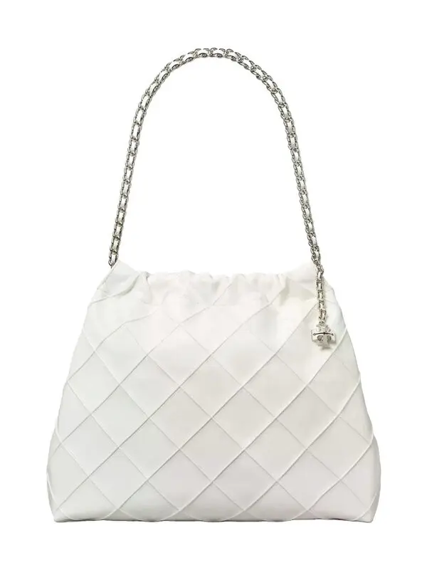 Tory Burch Fleming Distressed Tote Bag - White