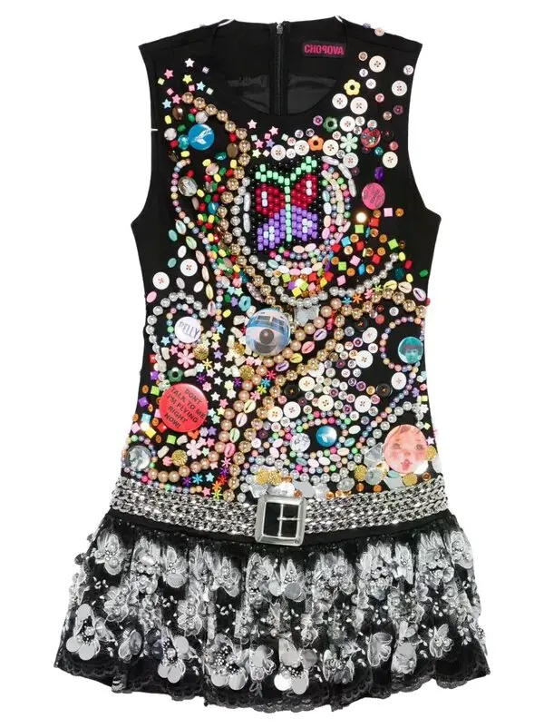CHOPOVA LOWENA Skyhawk Beaded Dress - Black