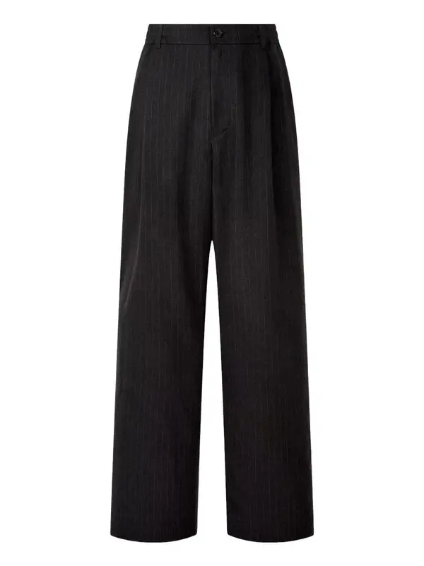 STUDIO TOMBOY Striped Wide Leg Trousers - Black