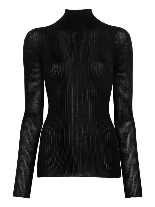 SA SU PHI Ribbed Roll-neck Sweater - Black
