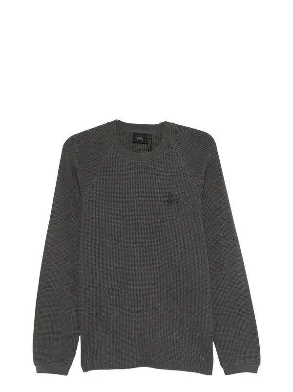StÜssy Waffle-knit Cotton Sweatshirt - Black