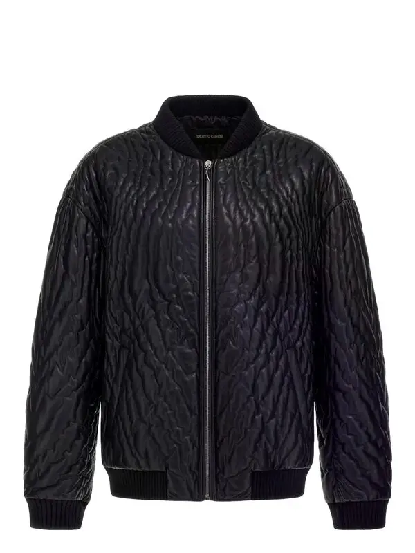 Roberto Cavalli Quilted Bomber Jacket - Black