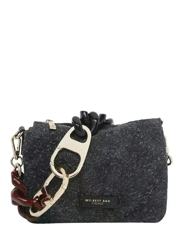 MY BEST BAG FIRENZE Logo-detail Shoulder Bag With Chain Strap - Black