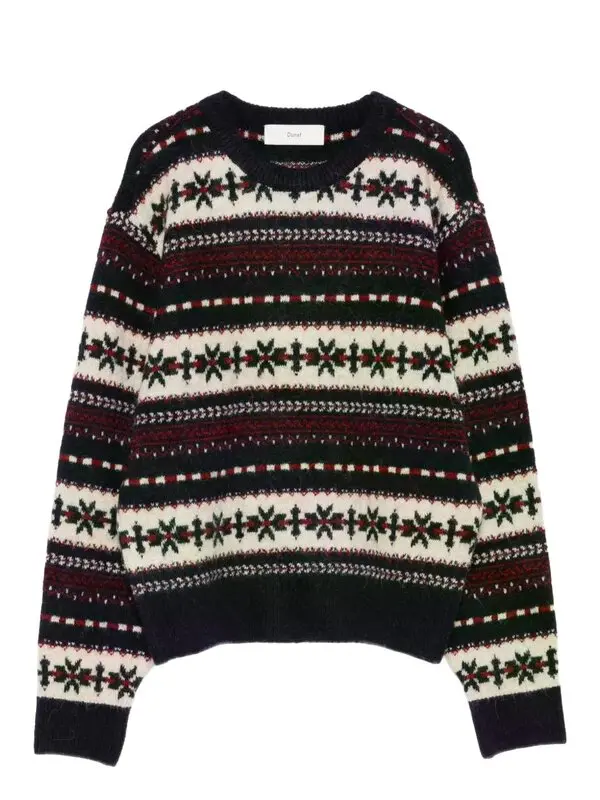 DUNST Fair Isle Crew-neck Jumper - Blue