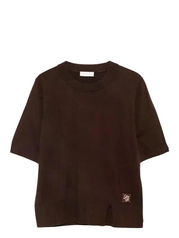 Liu Jo Logo-patch Knitted Top - Brown