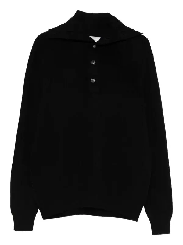 AMARÁNTO Knitted Polo Sweater - Black