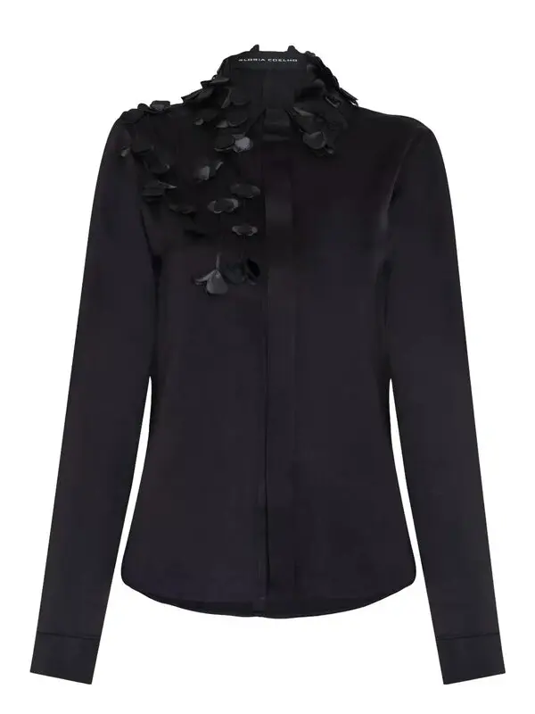 GLORIA COELHO Flower-embellished Shirt - Black