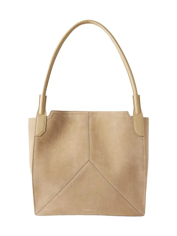 Victoria Beckham Soft Mini Leather-trimmed Suede Tote - Neutrals