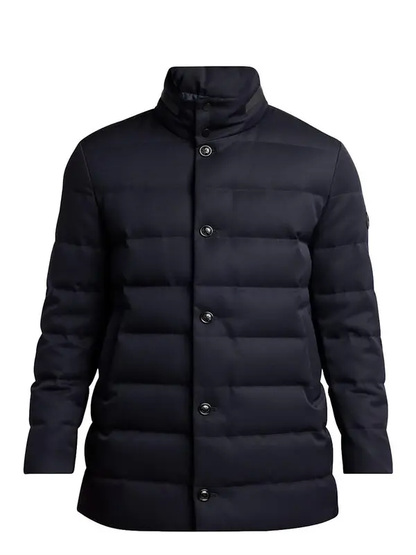 Moncler Quilted Down Long Parka With Hood - Navy