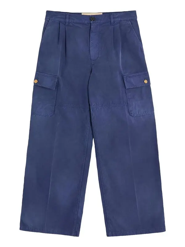 Valentino Garavani Cotton Pleated Wide-leg Cargo Pants - Med Blue