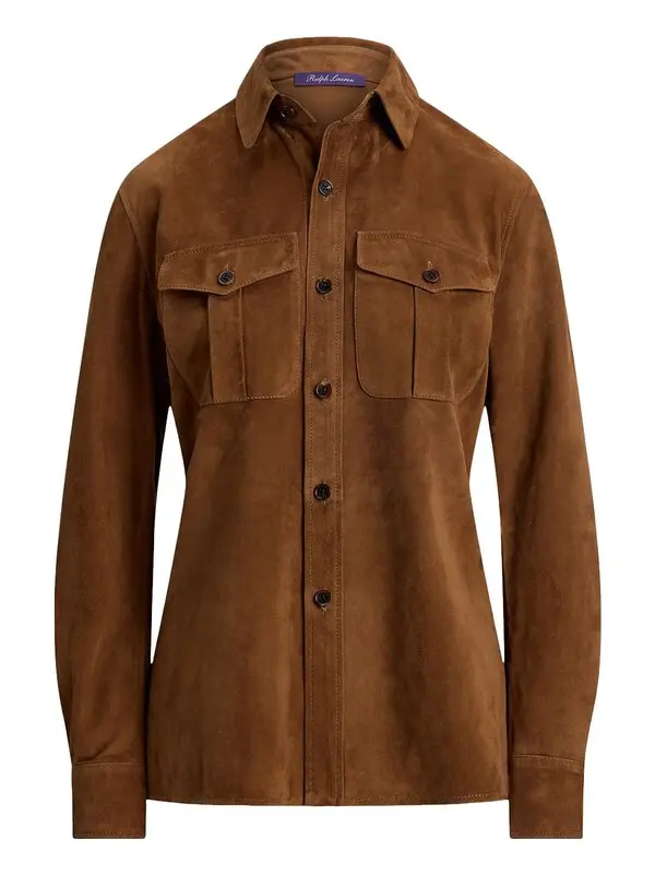Ralph Lauren Landry Lightweight Suede Overshirt - Cognac