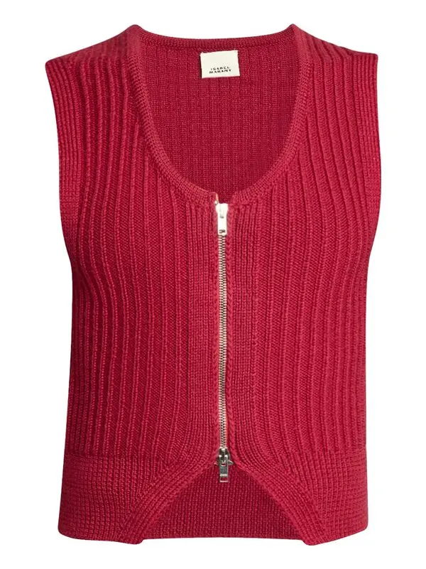 Isabel Marant Devima Zip Vest - Deep Red