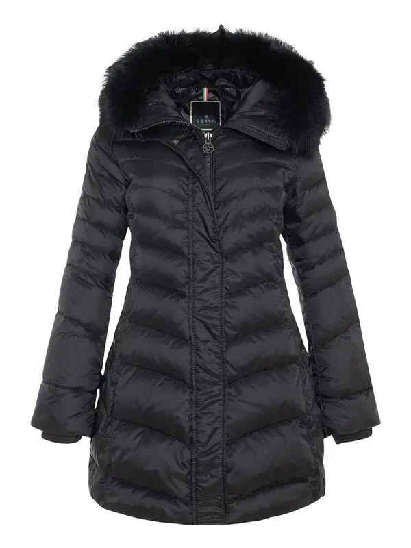 Gorski Apres-ski Jacket With Toscana Lamb Shearling Hood Trim - Black