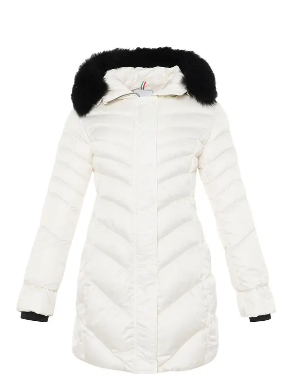 Gorski Apres-ski Jacket With Toscana Lamb Shearling Hood Trim - White
