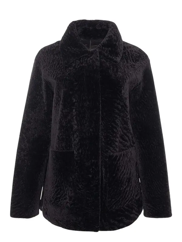 Gorski Reversible Textured Shearling Lamb Jacket - Brown