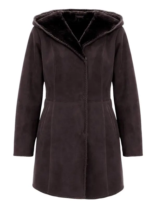 Gorski Merino Shearling Parka With Embroidered Trim - Brown