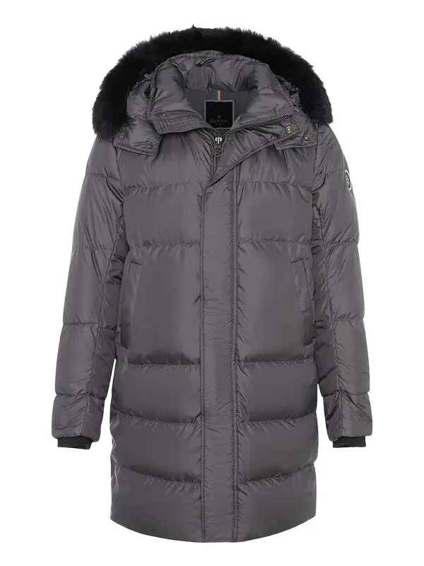 Gorski Apres-ski Jacket With Detachable Toscana Lamb Shearling Hood Trim - Gray