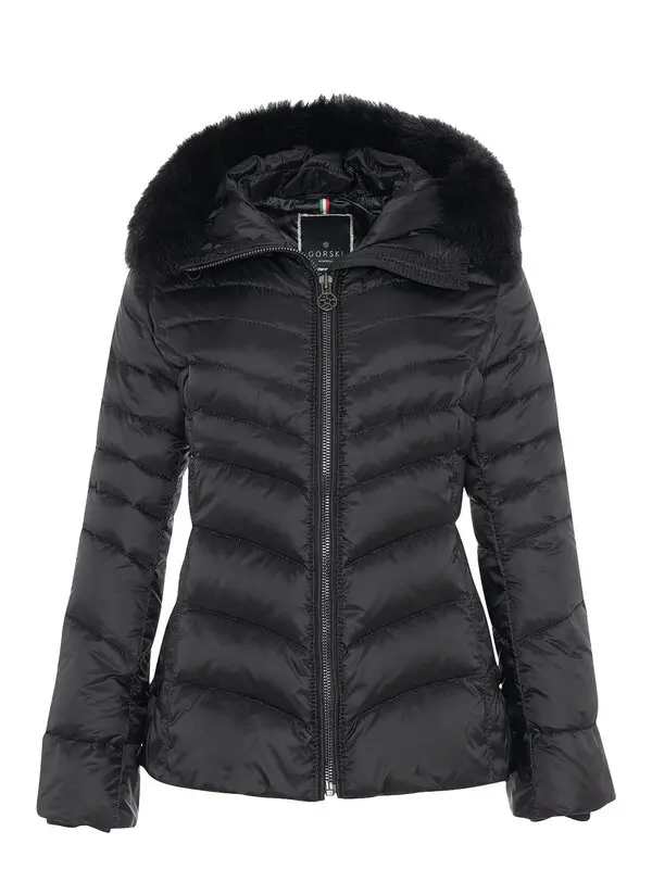 Gorski Down Apres-ski Jacket With Toscana Lamb Hood Trim - Black