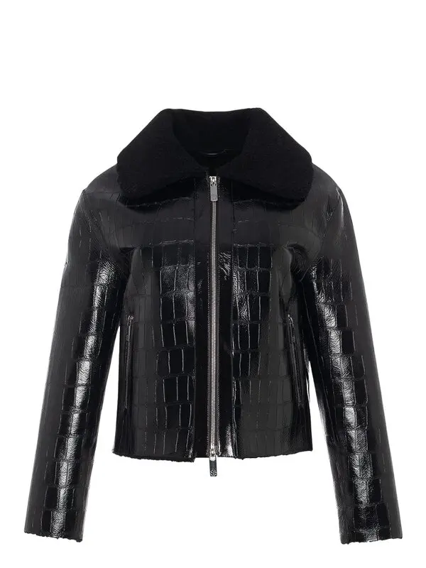 Gorski Shearling And Leather Zip Jacket - Black