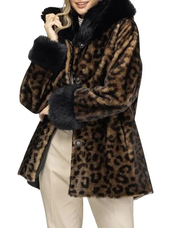 Gorski Hooded Lamb Shearling Parka With Merinillo Trim - Leopard