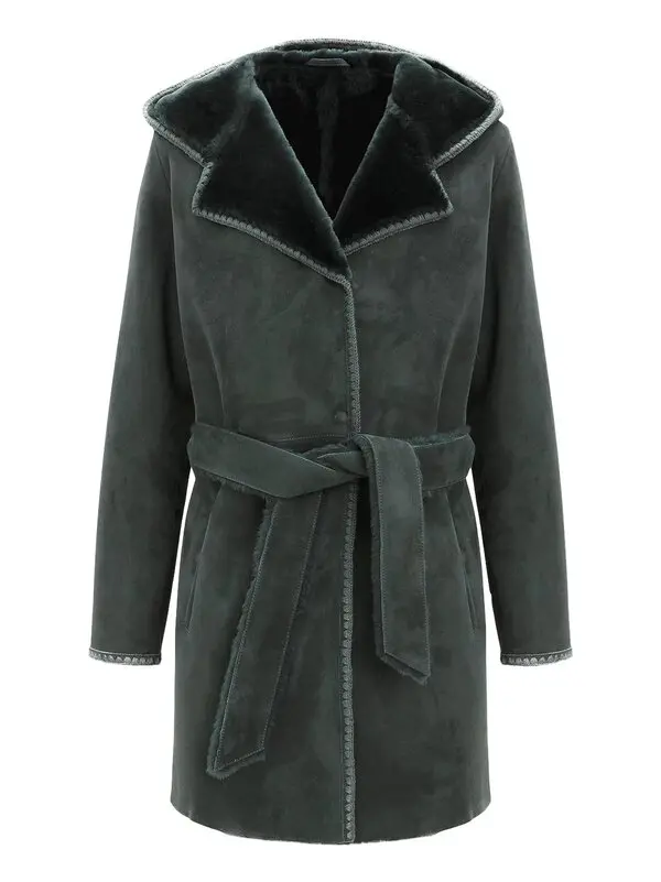 Gorski Merino Shearling Belted Parka - Green