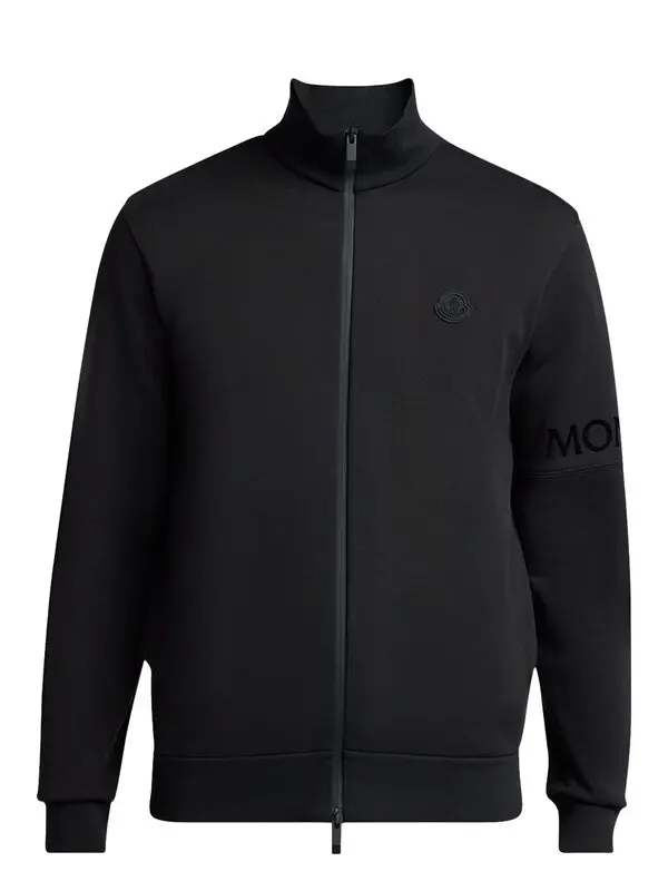 Moncler Sleeve-logo Fleece Zip-up Jacket - Black