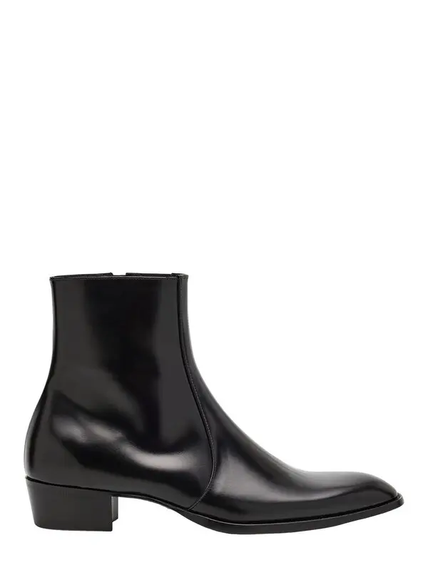 Saint Laurent Roman 35 Leather Ankle Boots - Black