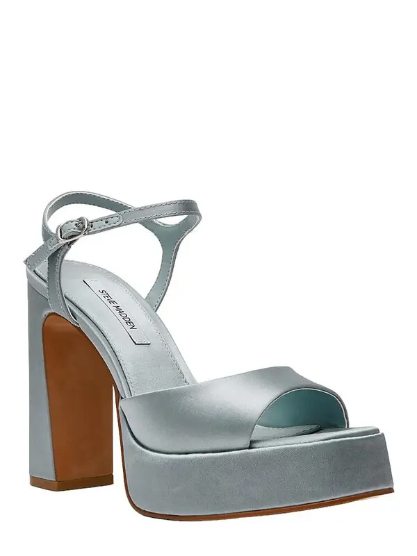 Steve Madden Liandra Platform Sandals - Teal Satin