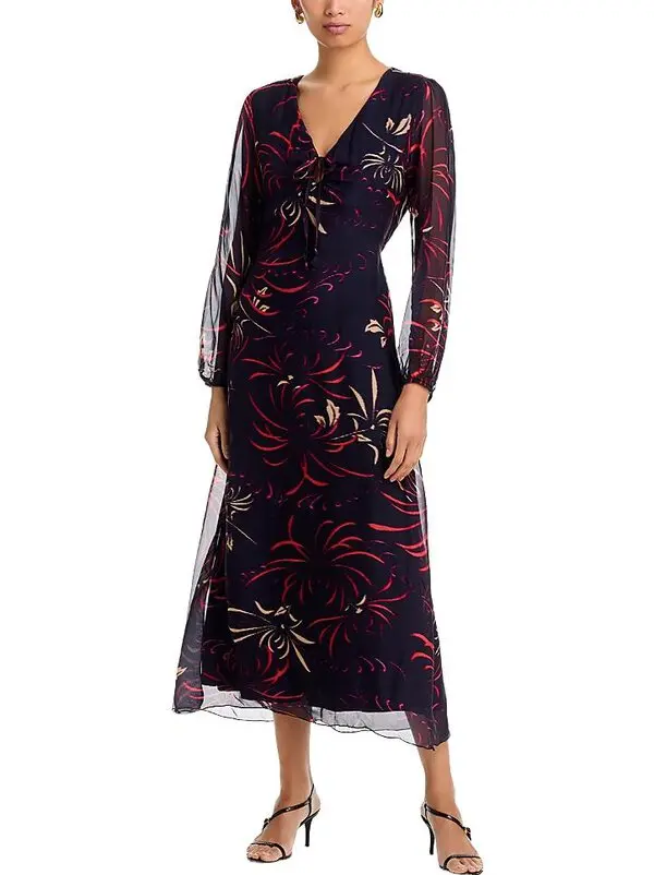 LA FEE MARABOUTEE Printed V-neck Dress - Navy