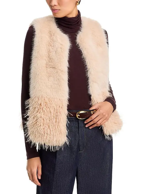 LA FEE MARABOUTEE Edma Faux Fur Vest - Ecru