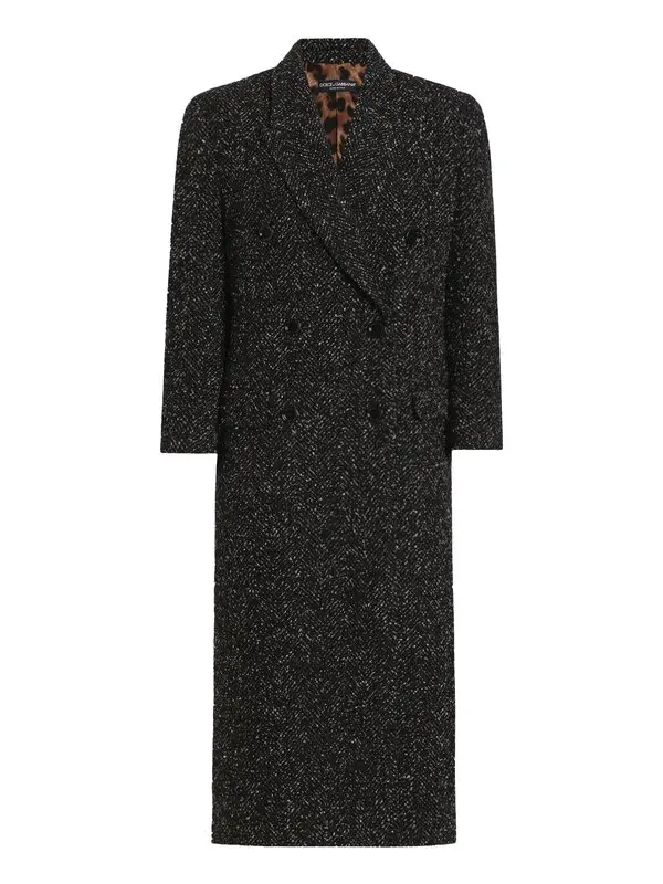 Dolce & Gabbana Oversized Double-breasted Coat In Wool Blend - Multicolor