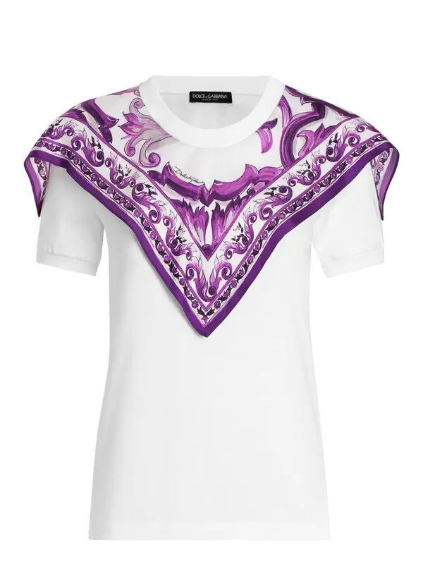 Dolce & Gabbana T-shirt With Silk Foulard - White