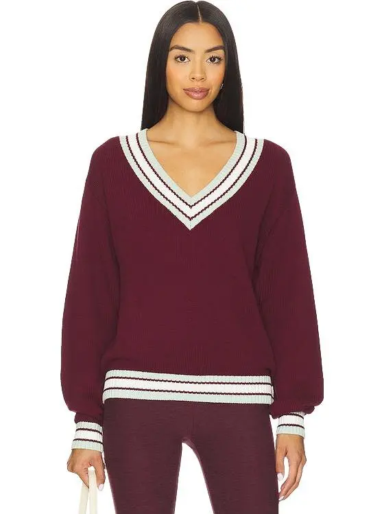 The Upside Josette V Neck Knit Sweater - Merlot