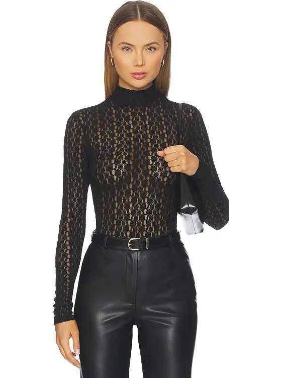 Bardot Vezza Floral Mesh Bodysuit - Black