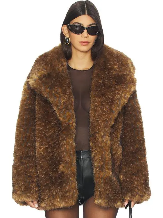 SIMONMILLER Knox Faux Fur Coat - Tawny