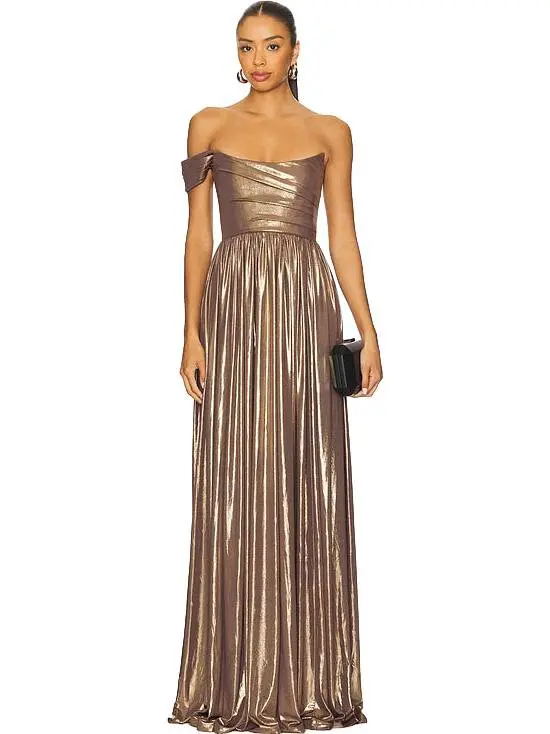 SAU LEE Kennedy Metallic Gown - Gold