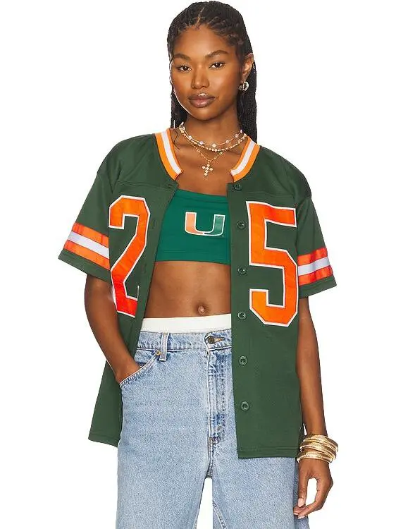 HYPE AND VICE University Of Miami Football Jersey Top - Hunter Green