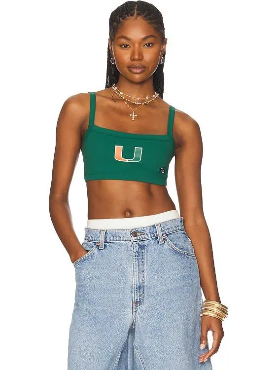 HYPE AND VICE University Of Miami Active Bra Top In Dark Green - Hunter Green