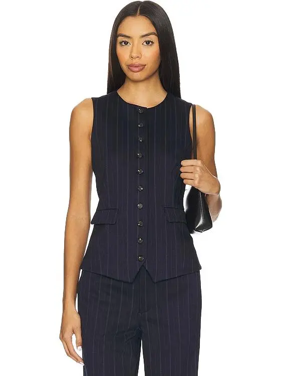 Rag & Bone Irina Ponte Long Vest - Navy Multi