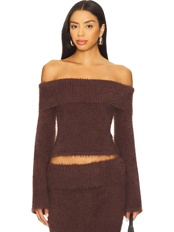 SEVEN WONDERS Anneliese Off Shoulder Top - Chocolate