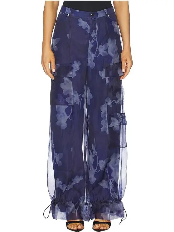 AMUR Bridgette Cargo Pant - Indigo Luminescent Lily