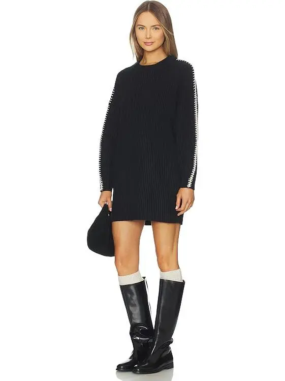 Rag & Bone Ingrid Crew Neck Mini Dress - Black