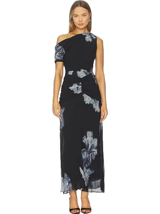 NICHOLAS Elza Off Shoulder Panelled Midi Dress - Azalea Floral
