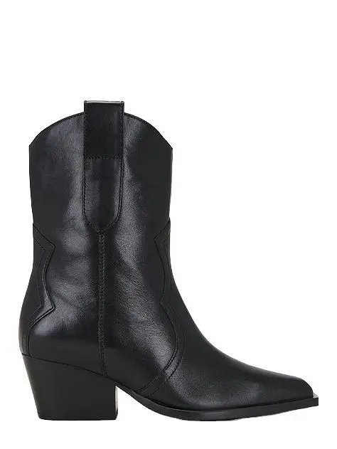 Free People Cat Nap Cowboy Boot - Black Leather