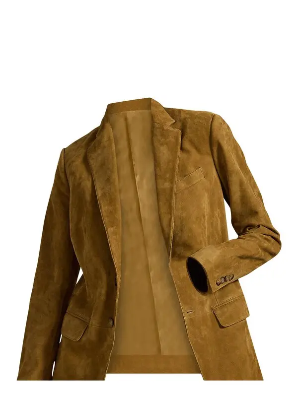 Ralph Lauren Single-breasted Lambskin Suede Blazer - Khaki