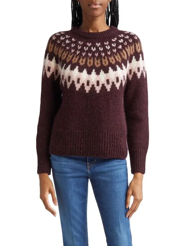 Veronica Beard Anne Fair Isle Alpaca Blend Sweater - Raisin Multi